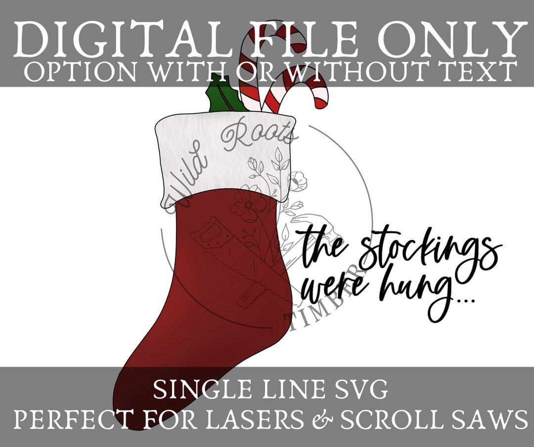 Stocking Laser SVG - Christmas Stocking Single Line Glowforge File ...