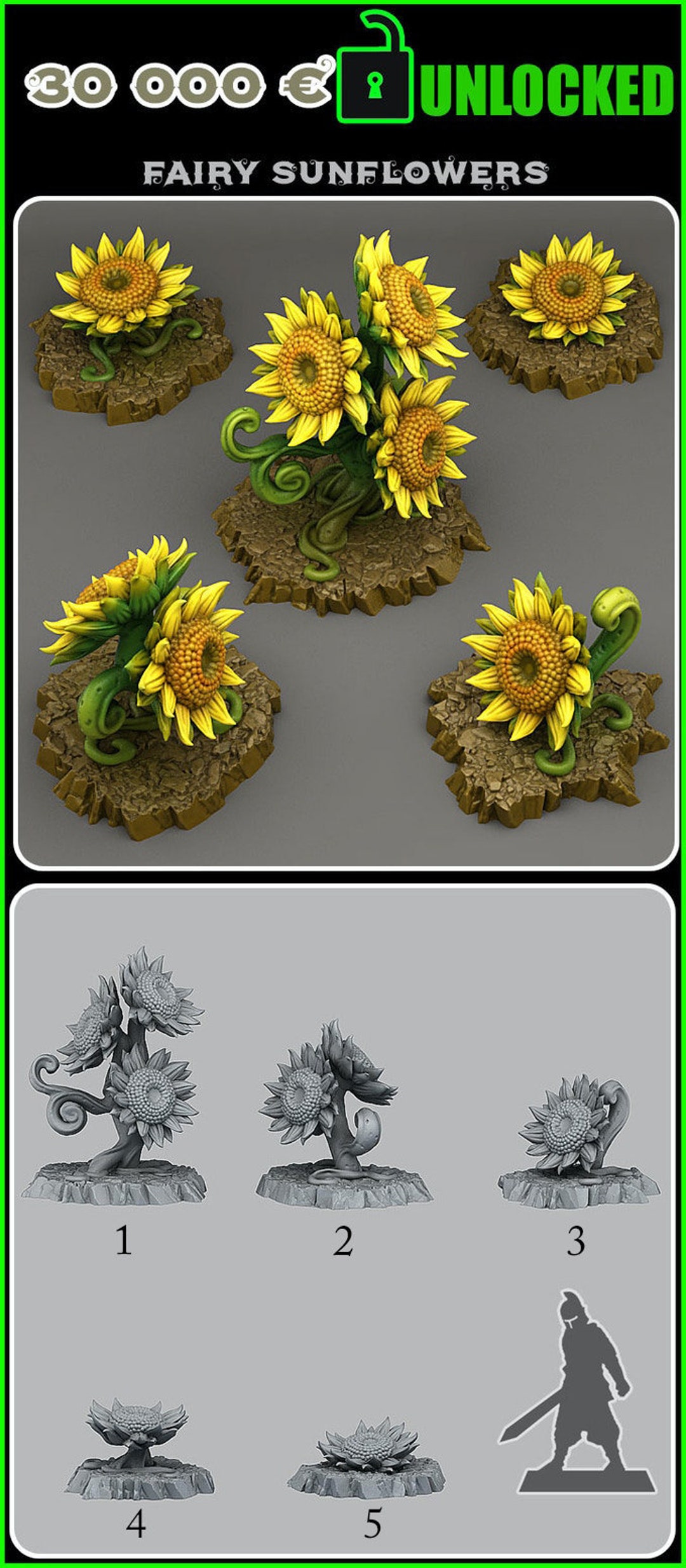 Plants Sunflowers, Available in 28 Mm or 32 Mm Scale, Modular for Dnd ...