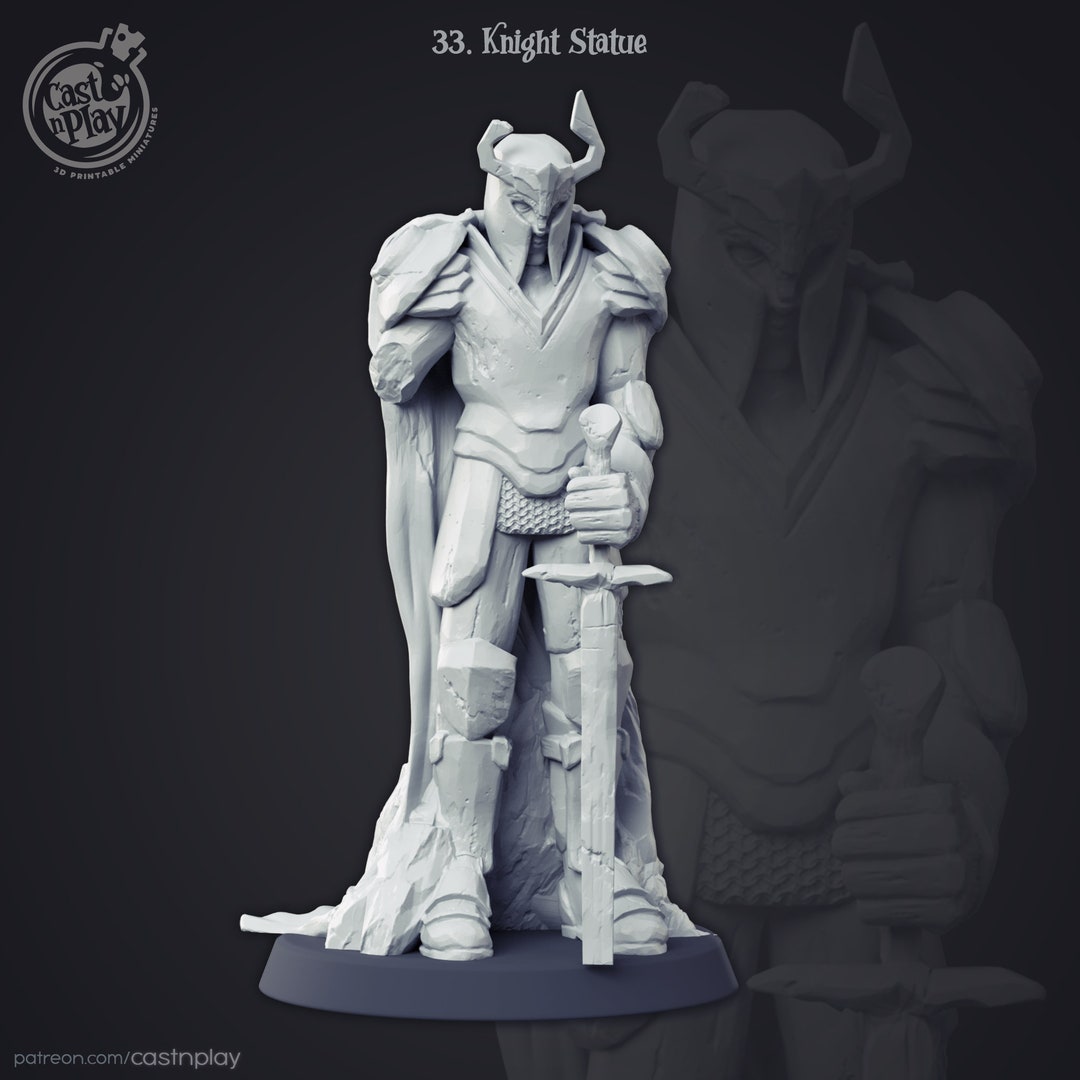 Knight Statue Miniature Figure Dungeons and Dragons Dnd 28 Mm 32 Mm ...