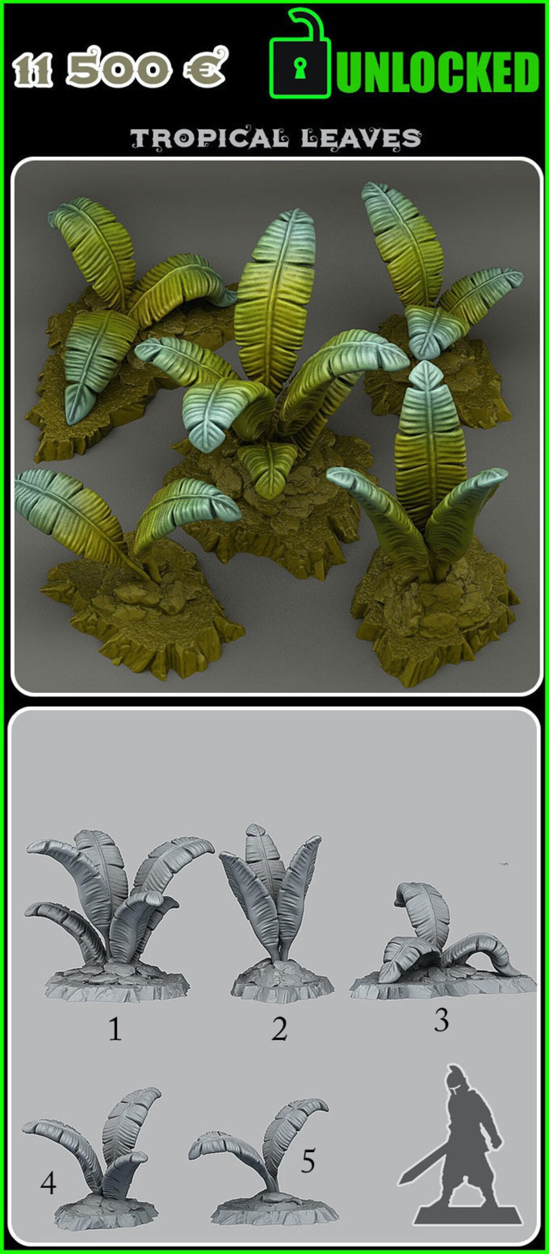 Plants Tropical Leaves, Available in 28mm or 32mm Scale, Modular for ...
