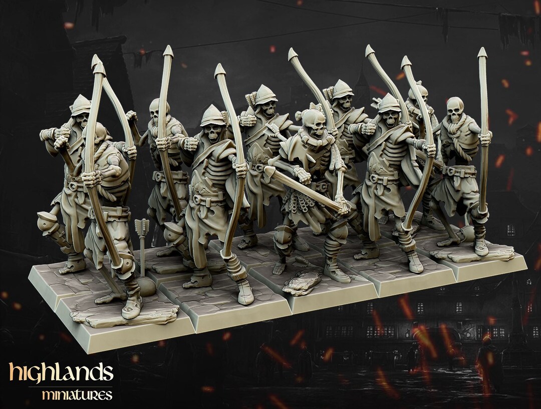 Arqueros esqueleto en escala de 28 mm o 32 mm, muertos vivientes para ...