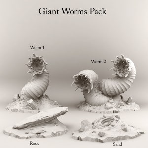 Sandworms Giant Worm Worm Miniature Figure Dungeons and Dragons Dnd 28 ...
