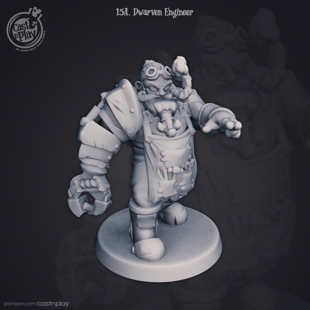 Dwarf Engineer With Robotic Hand Available in 28 Mm or 32 Mm Scale ...