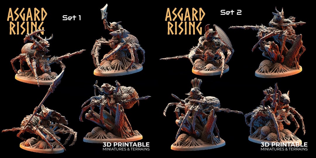 Goblin Spider Cavalry Goblins, Modular Fantasy Figures, a Size for Two ...