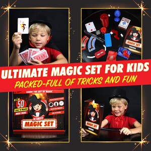 Magic Kit for Kids Magic Tricks Set for Kids Age 6 8 10 12 Magician Costume for Pretend Play ...