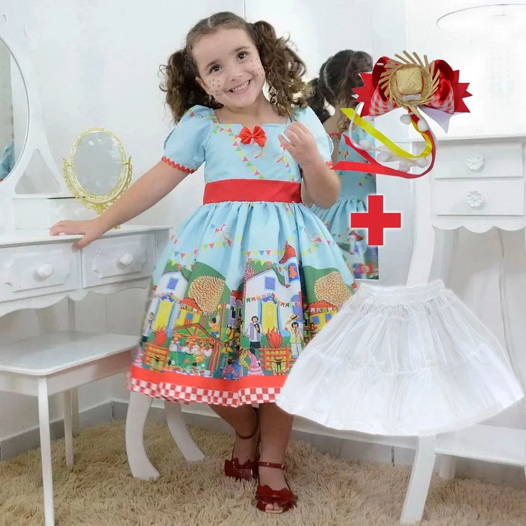 Blue Children's June Festival Dress Filo Skirt Hair Bow - Etsy