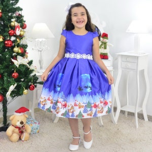 Santa Claus Theme Girl Blue Dress, Christmas Holiday - Etsy