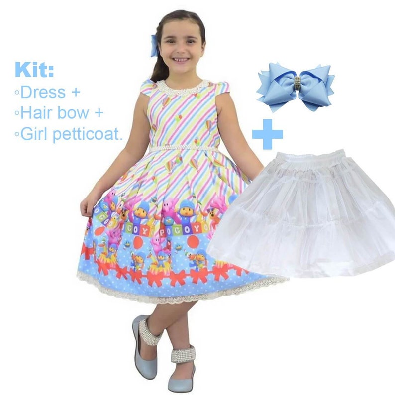Pocoyo Luxe Dress Hair Bow Girl Petticoat Clothing - Etsy