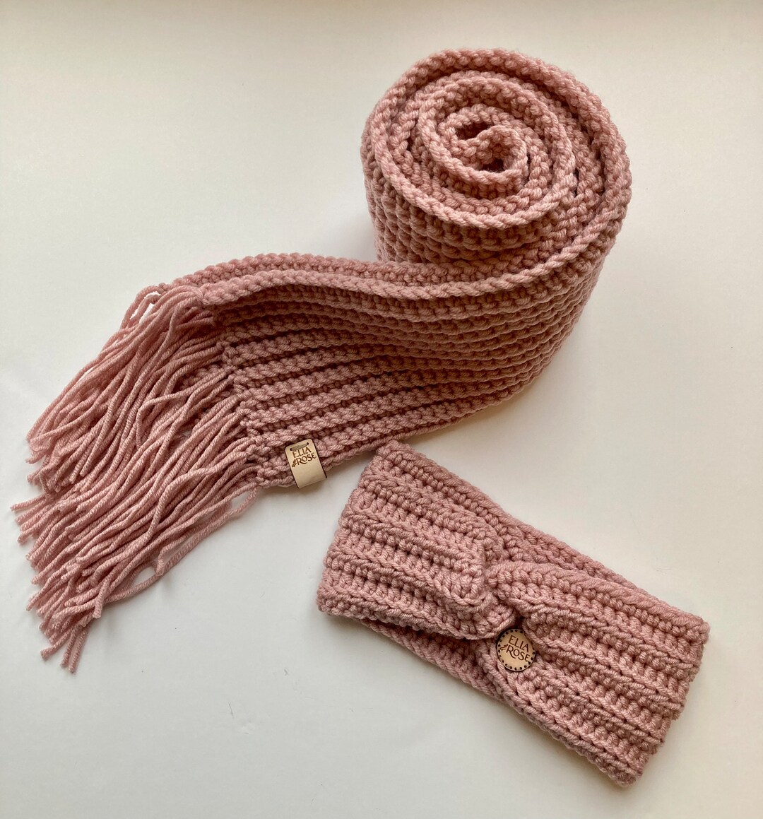 Chunky Ribbed Ear Warmer and Scarf Set Adult Scarf and Ear Warmer - Etsy