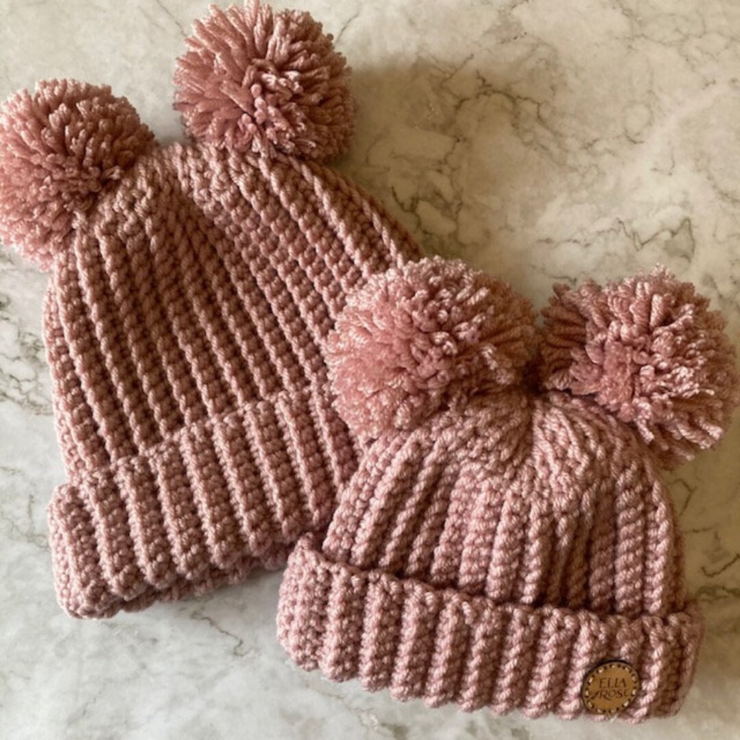 Mummy and Me Daddy and Me Double Pom Pom Hat Parent and Me Hat, Great ...