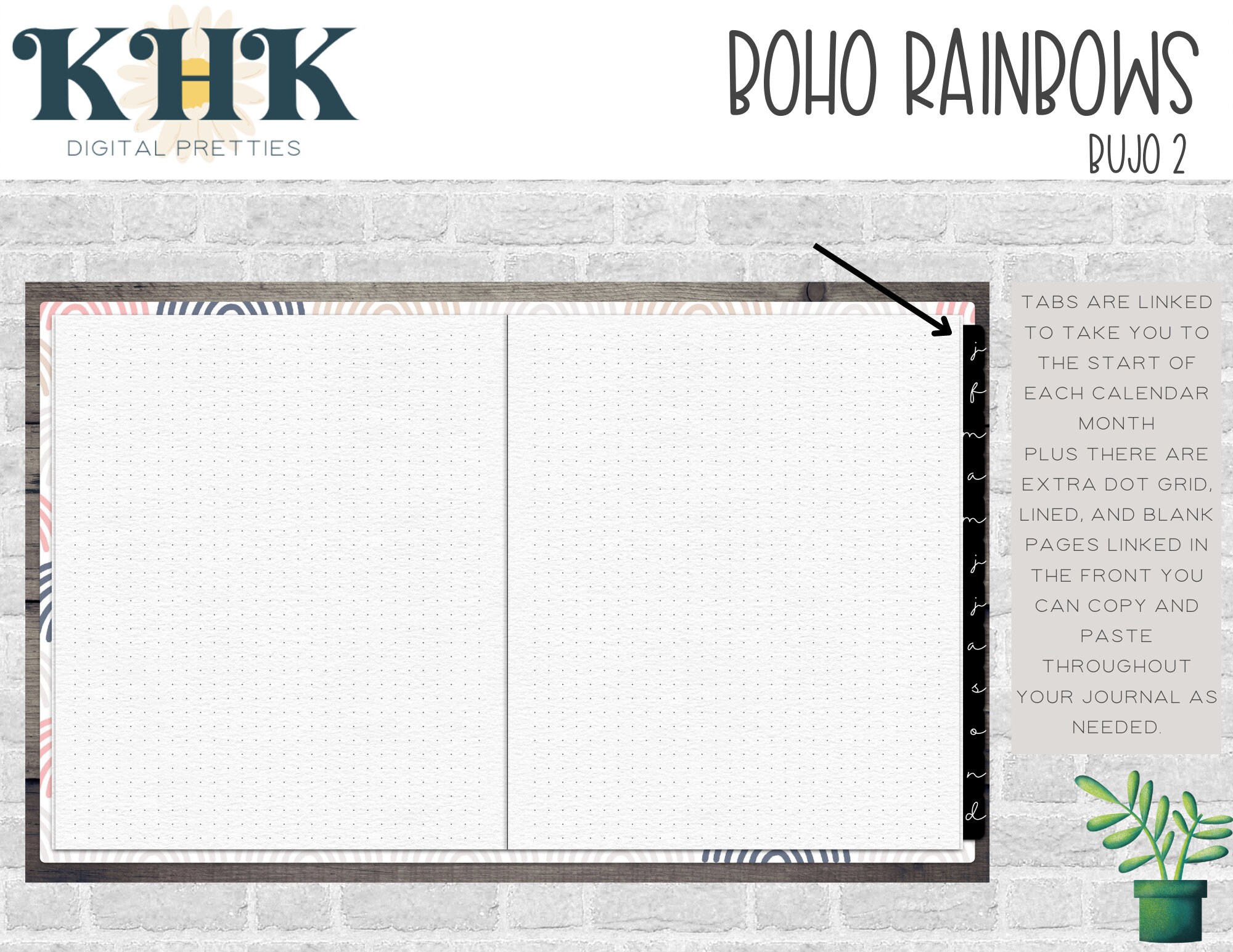 Digital Bullet Journal | KHK Boho Rainbows Bujo 2 - Etsy