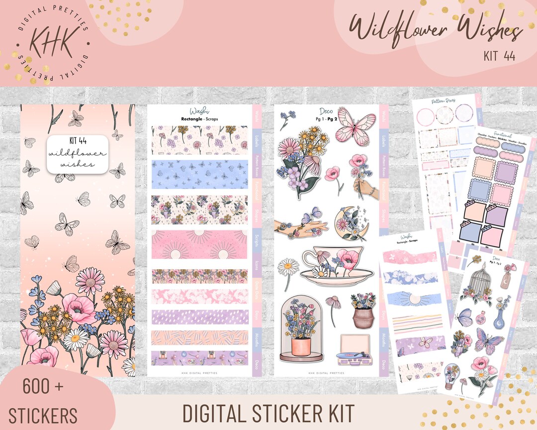 Kit 44 Wildflower Wishes | Digital Stickers | Functional Stickers for ...