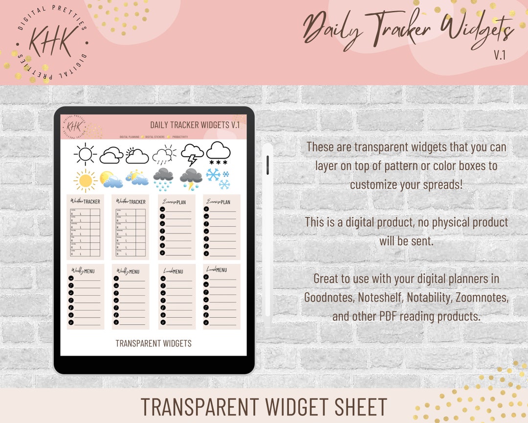 Daily Tracker Widgets V.1 Digital Stickers Digital Planning Digital ...