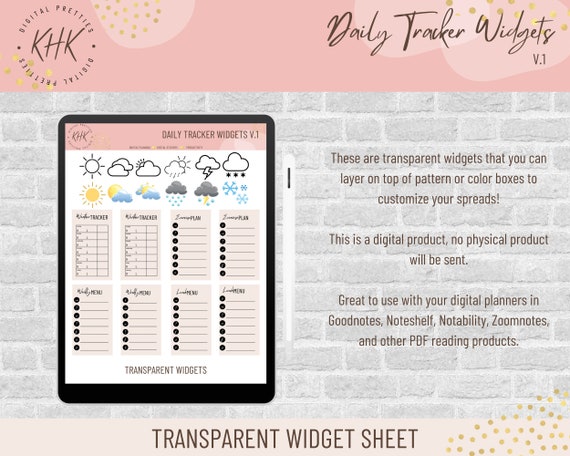 Daily Tracker Widgets V.1 Digital Stickers Digital - Etsy