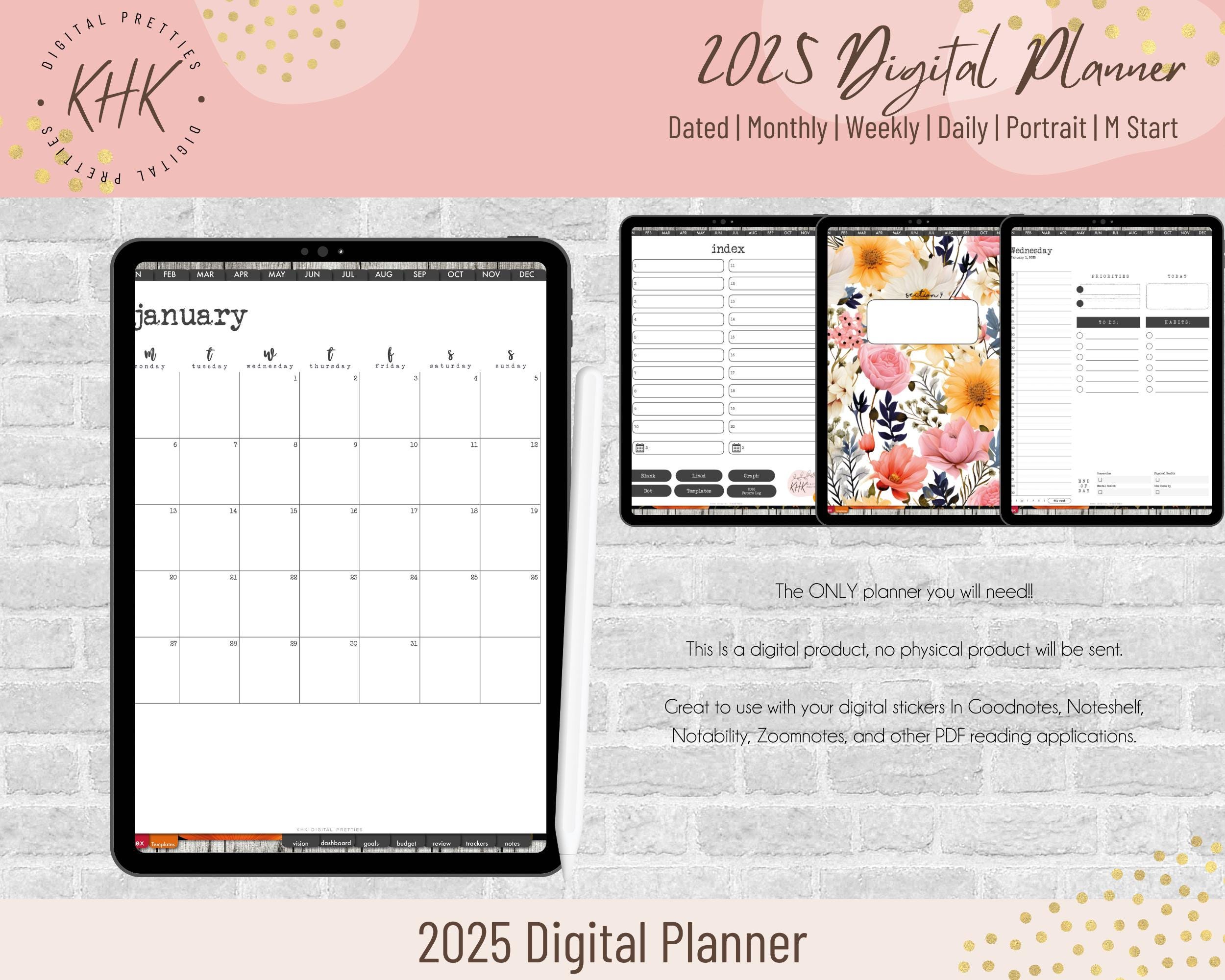 Digital Planner | KHK 2025 Planner | Monthly/weekly/daily Planner | 2025 Dated - Etsy