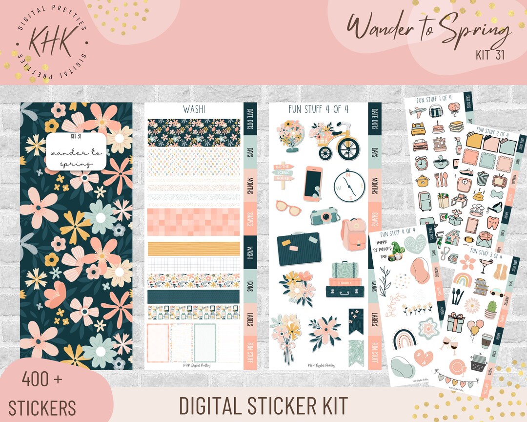 Kit 31 Wander to Spring | Digital Stickers | Functional Stickers for ...
