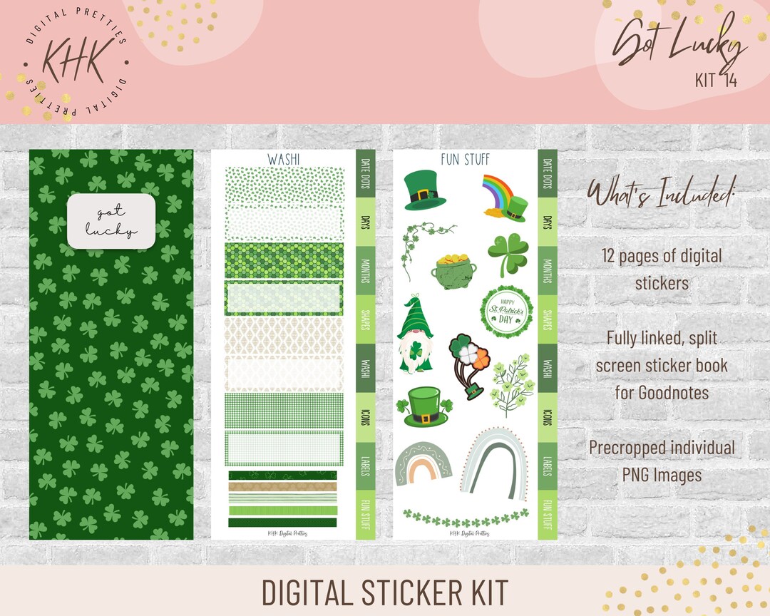 Kit 14 - Got Lucky | Digital Stickers | Functional Stickers for Digital ...