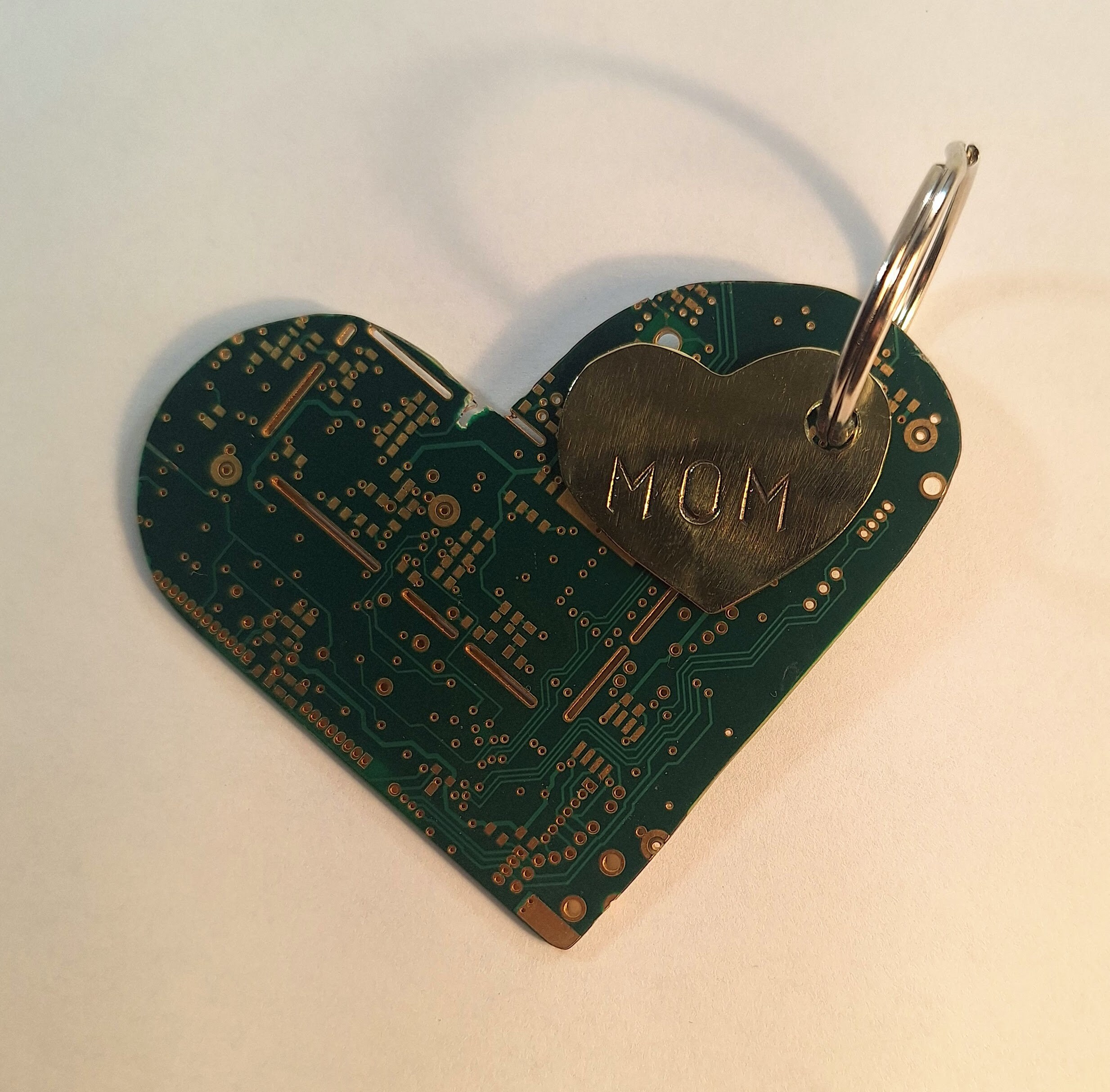 Recycled Motherboard Heart Keychain, Upcycled Art, Unique Keychain, Eco ...