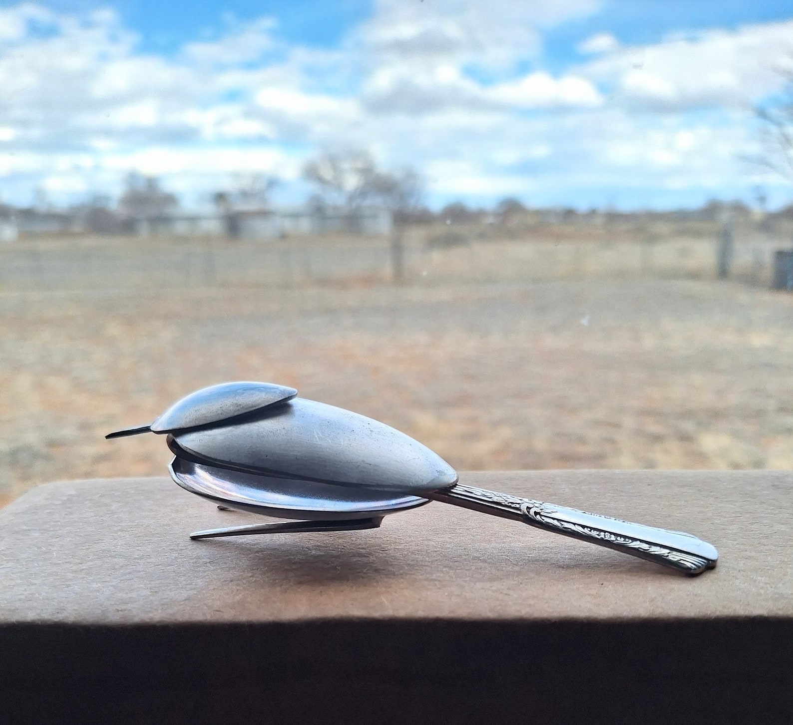 Spoon Bird Sculpture | Upcycled Silverware Art | Handmade Chickadee ...