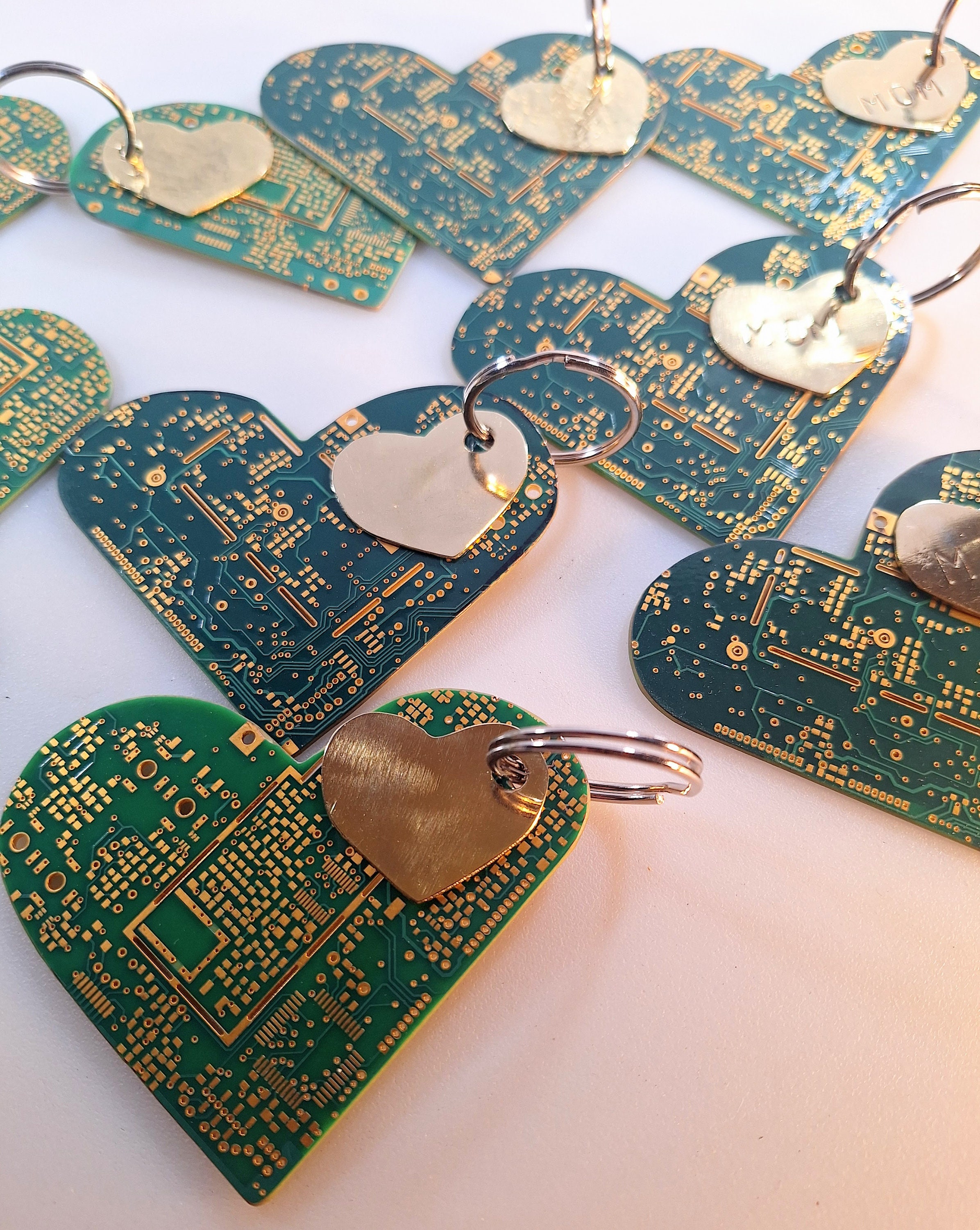 Recycled Motherboard Heart Keychain, Upcycled Art, Unique Keychain, Eco ...