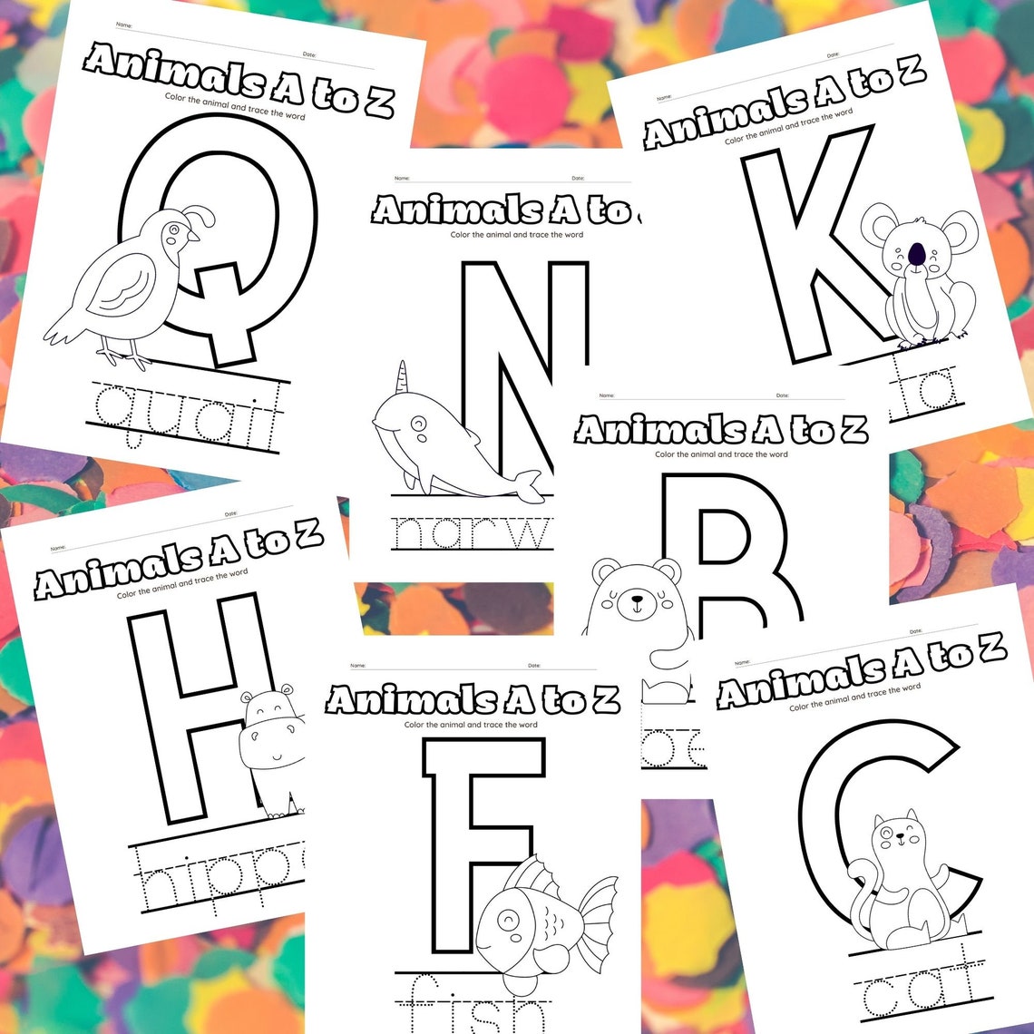 Animal A to Z Coloring Pages- 26 Digital Prints of the Alphabet ...
