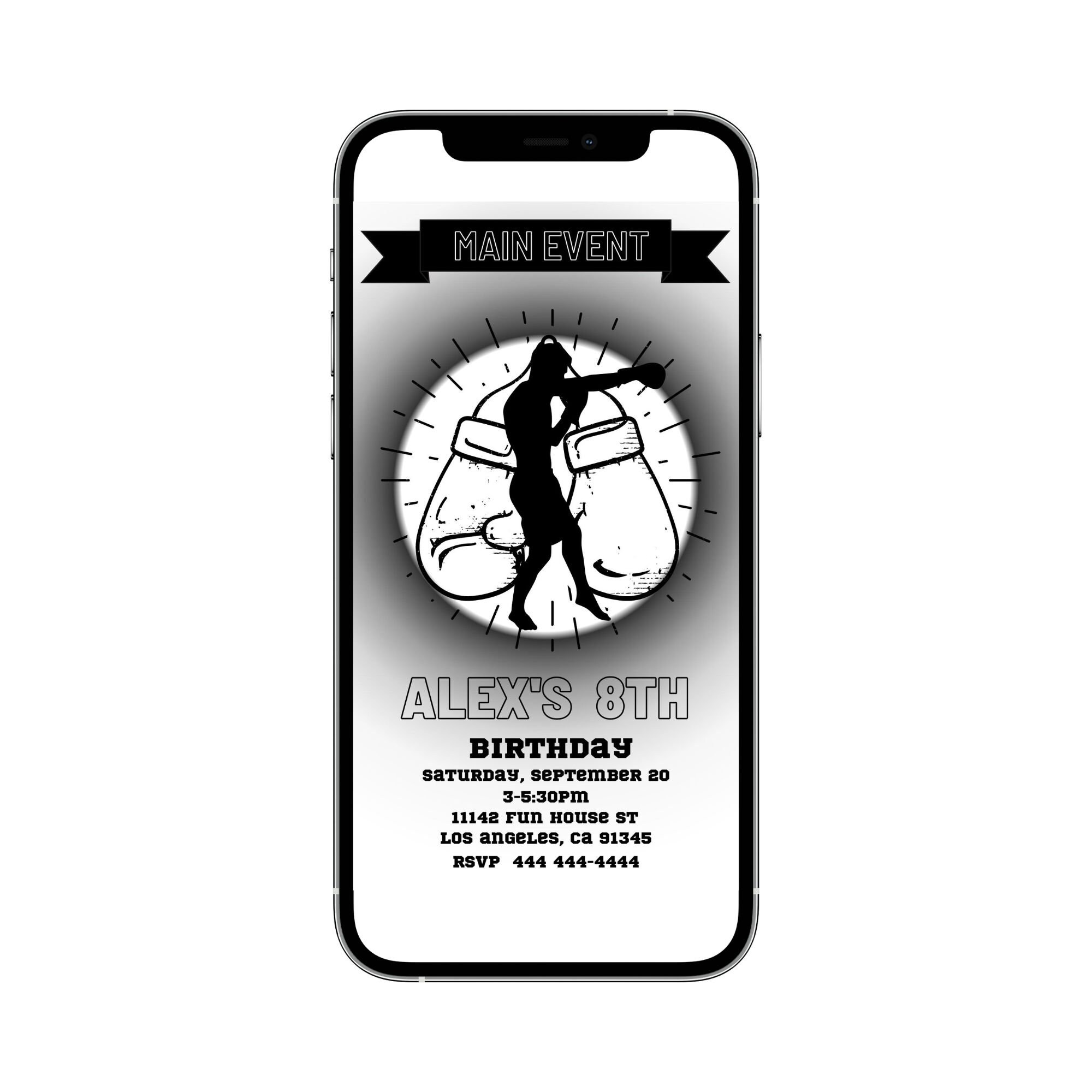 Boxing Themed Birthday Party Digital Invitation Main Event Editable ...