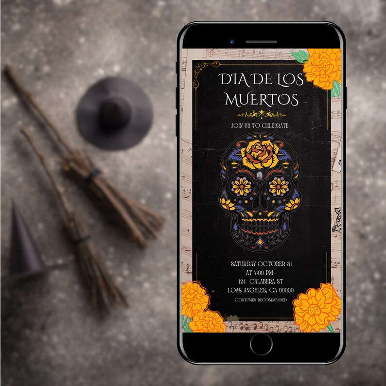 Editable Dia De Los Muertos Invitation Halloween Costume Party ...