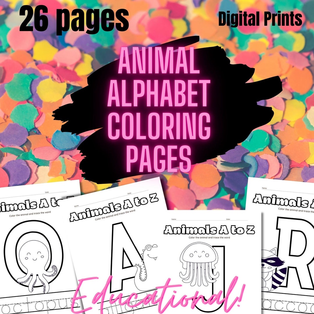 Animal A to Z Coloring Pages- 26 Digital Prints of the Alphabet ...