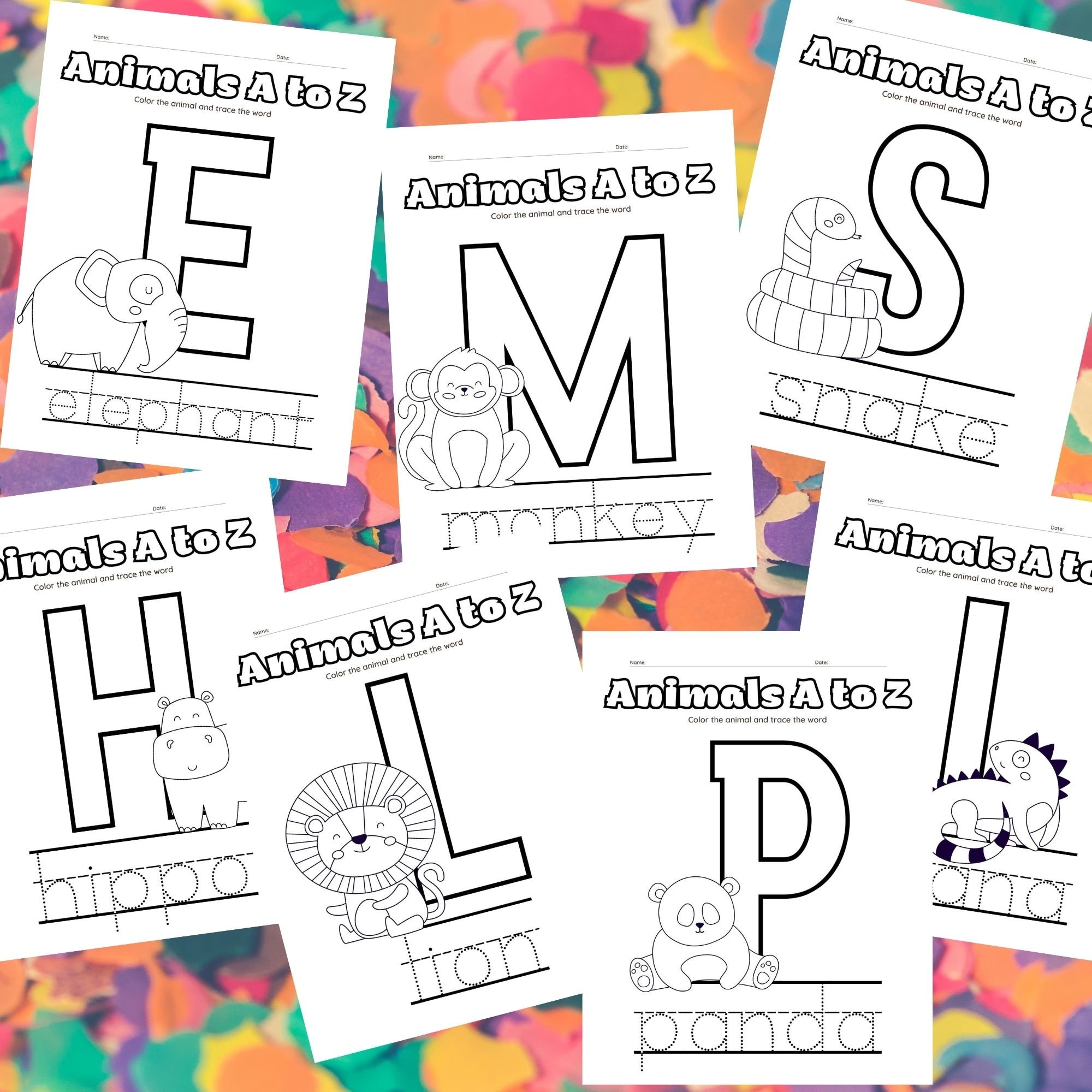 Animal A to Z Coloring Pages- 26 Digital Prints of the Alphabet ...
