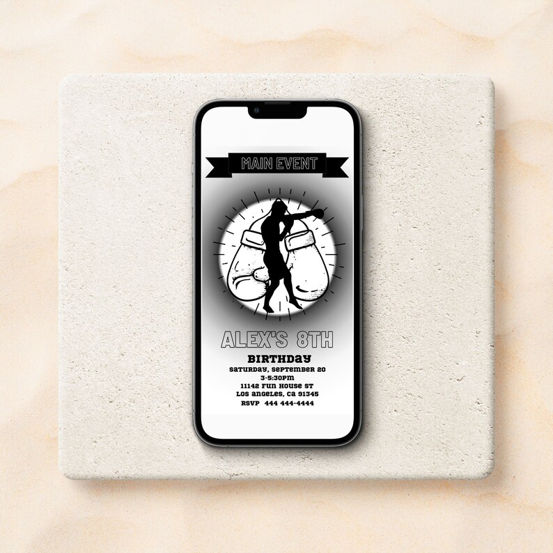 Boxing Themed Birthday Party Digital Invitation Main Event Editable ...