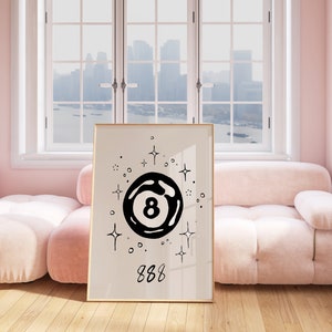 Trendy Retro 8 Ball Print, Illustration, Vintage Wall Art, Eight Ball ...