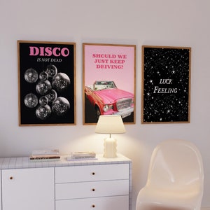 Set of 3 Print Disco Poster 70's Retro Disco Ball Prints Psychedelic ...