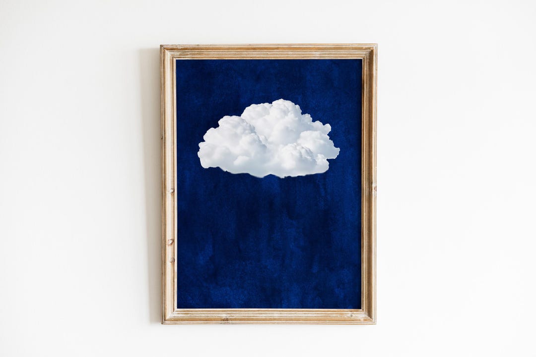 Navy Blue Cloud Print: Minimalist Night Sky Wall Art (digital Download ...