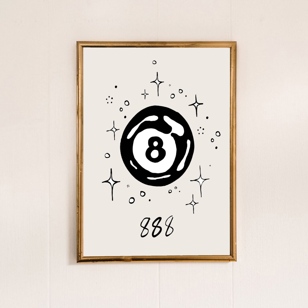 Trendy Retro 8 Ball Print Illustration Vintage Wall Art Eight - Etsy