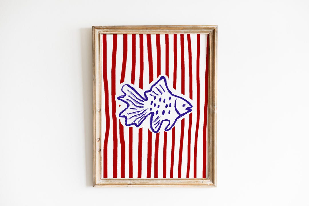 Original Fish Print, Nautical Kitchen Wall Art, Coastal Fish Decor for ...