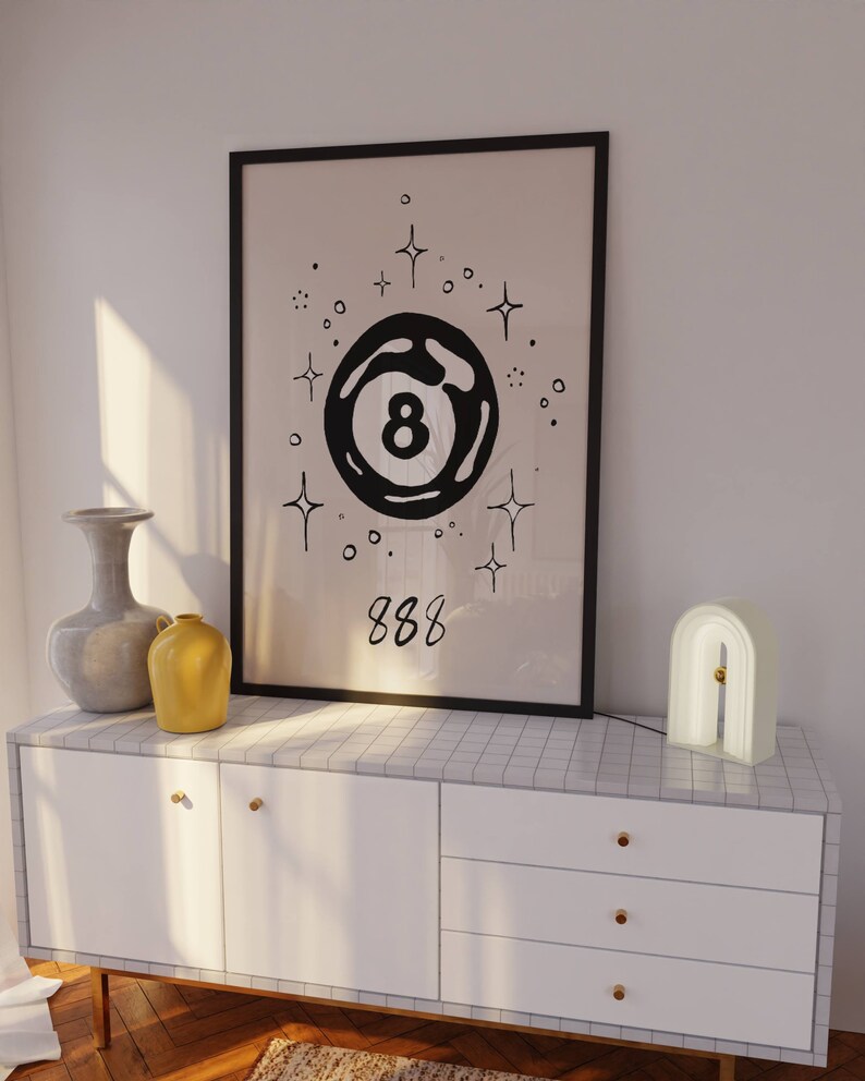 Trendy Retro 8 Ball Print Illustration Vintage Wall Art Eight - Etsy