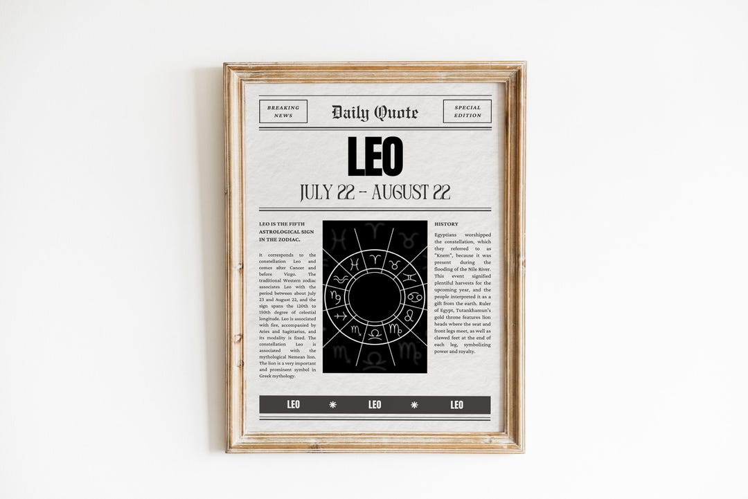 Leo Print Zodiac Newspaper Leo Poster Retro Vintage Wall Art Aesthetic ...