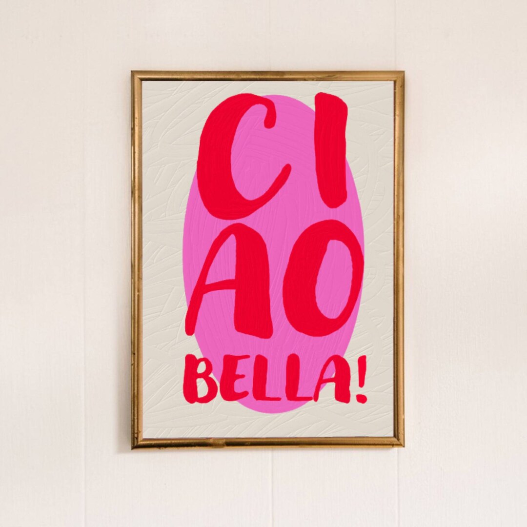 Ciao Bella Print Retro Wall Decor, Cute Prints, Aesthetic Wall Art ...