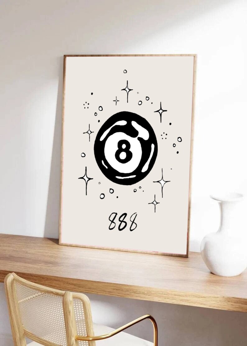 Trendy Retro 8 Ball Print Illustration Vintage Wall Art Eight - Etsy