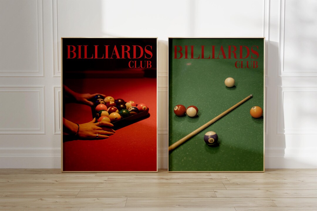 Set of 2 Prints Trendy Wall Art Billiards Club Poster Billiard Poster ...