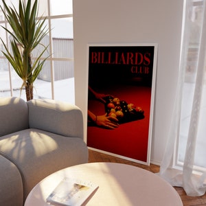 Billiards Club Poster, Billiard Print, Retro Billiards Art Print for ...