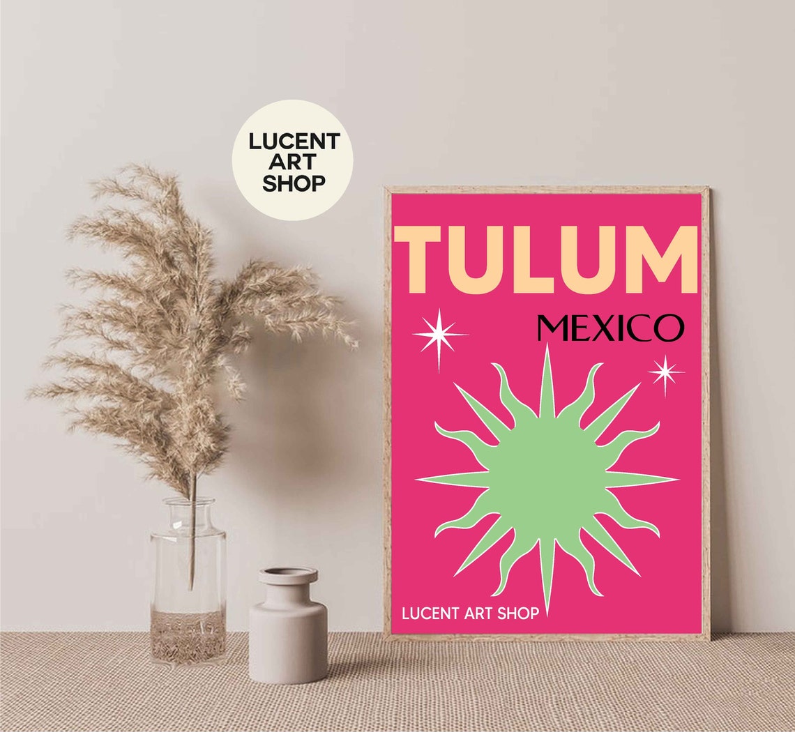 Tulum Poster Mexico Print Boho Prints Graphic Art Wall | Etsy