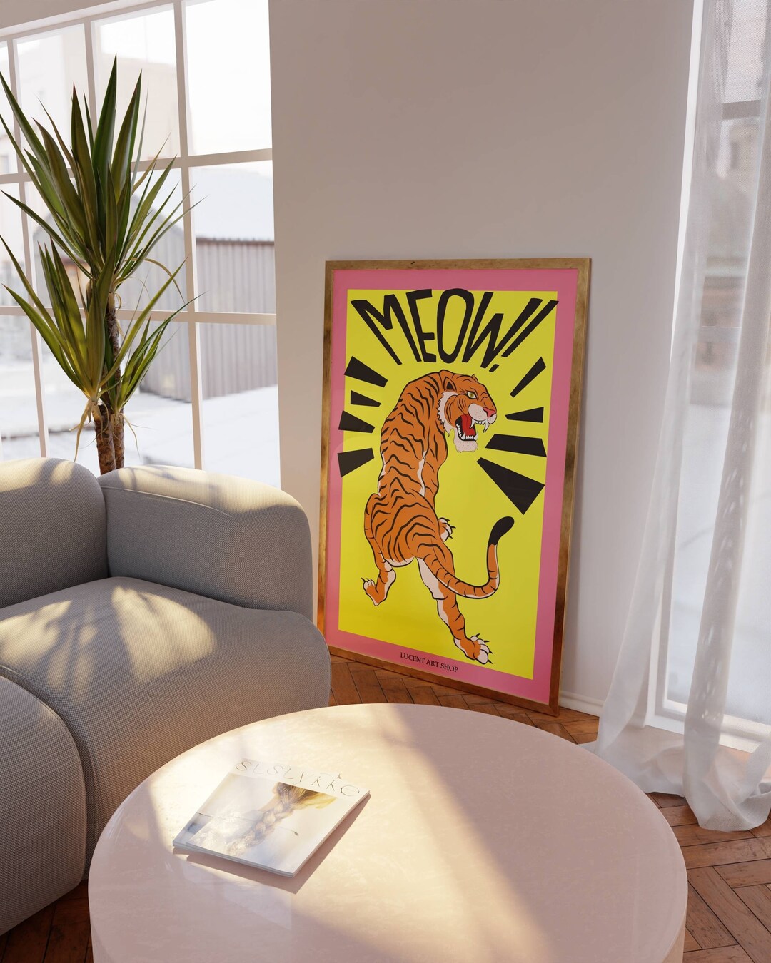 Tiger Print Tiger Meow Poster Preppy Room Decor Preppy - Etsy
