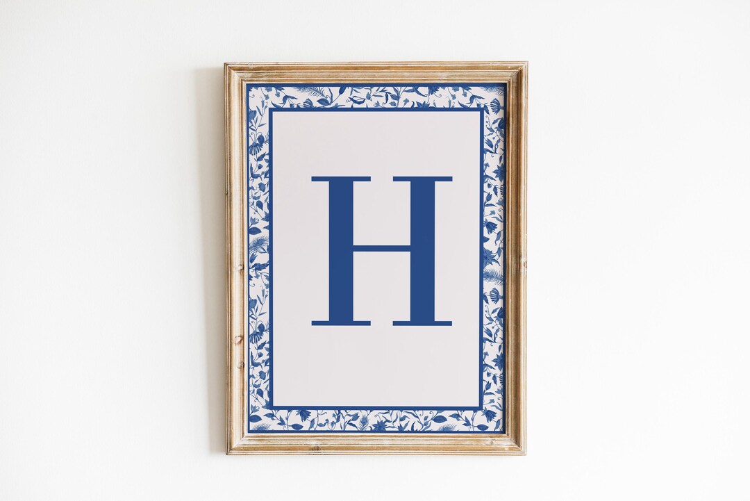 Custom Letter H Wall Art in Modern Font, Monogram H Print for Home ...