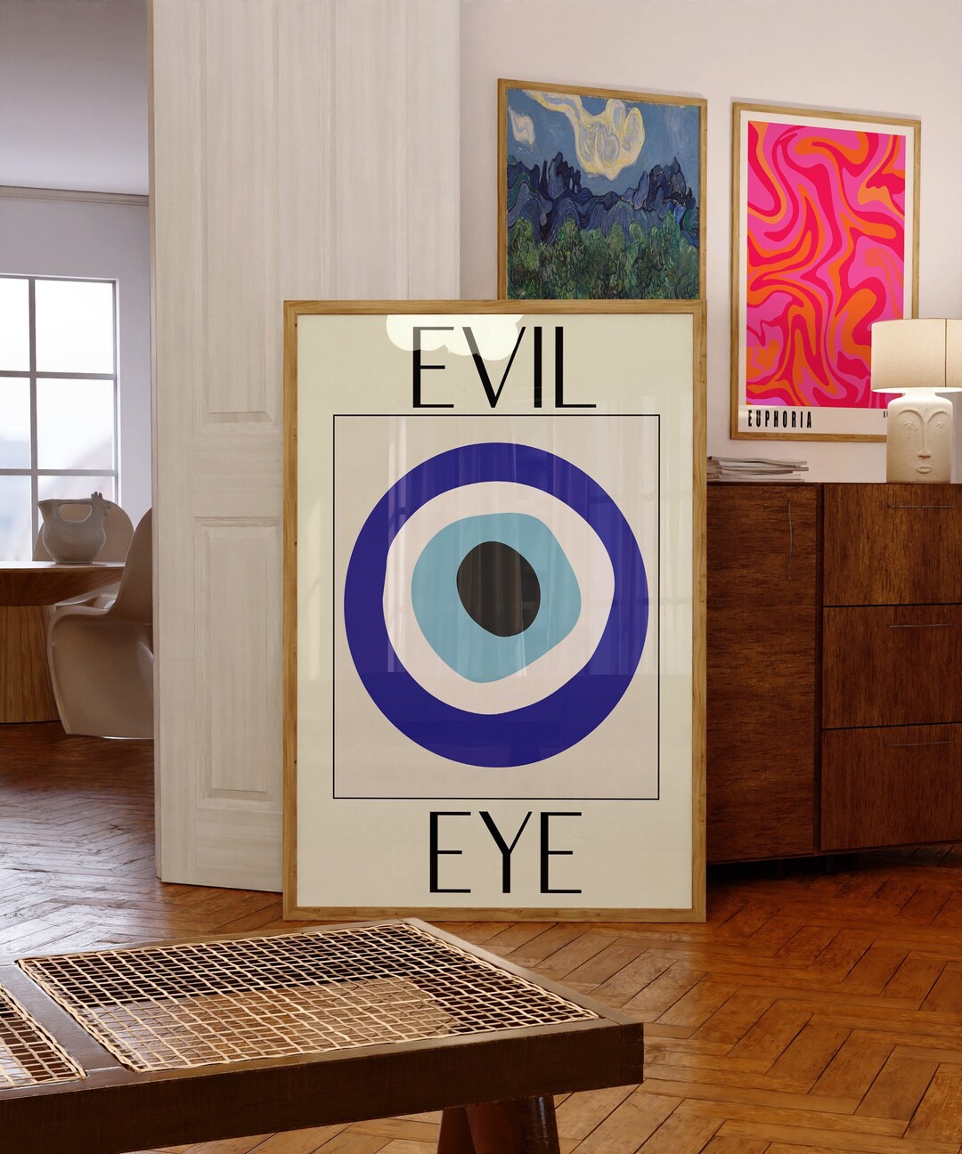 Evil Eye Print, Boho Wall Art Poster, Graphic Digital Download, Gallery ...