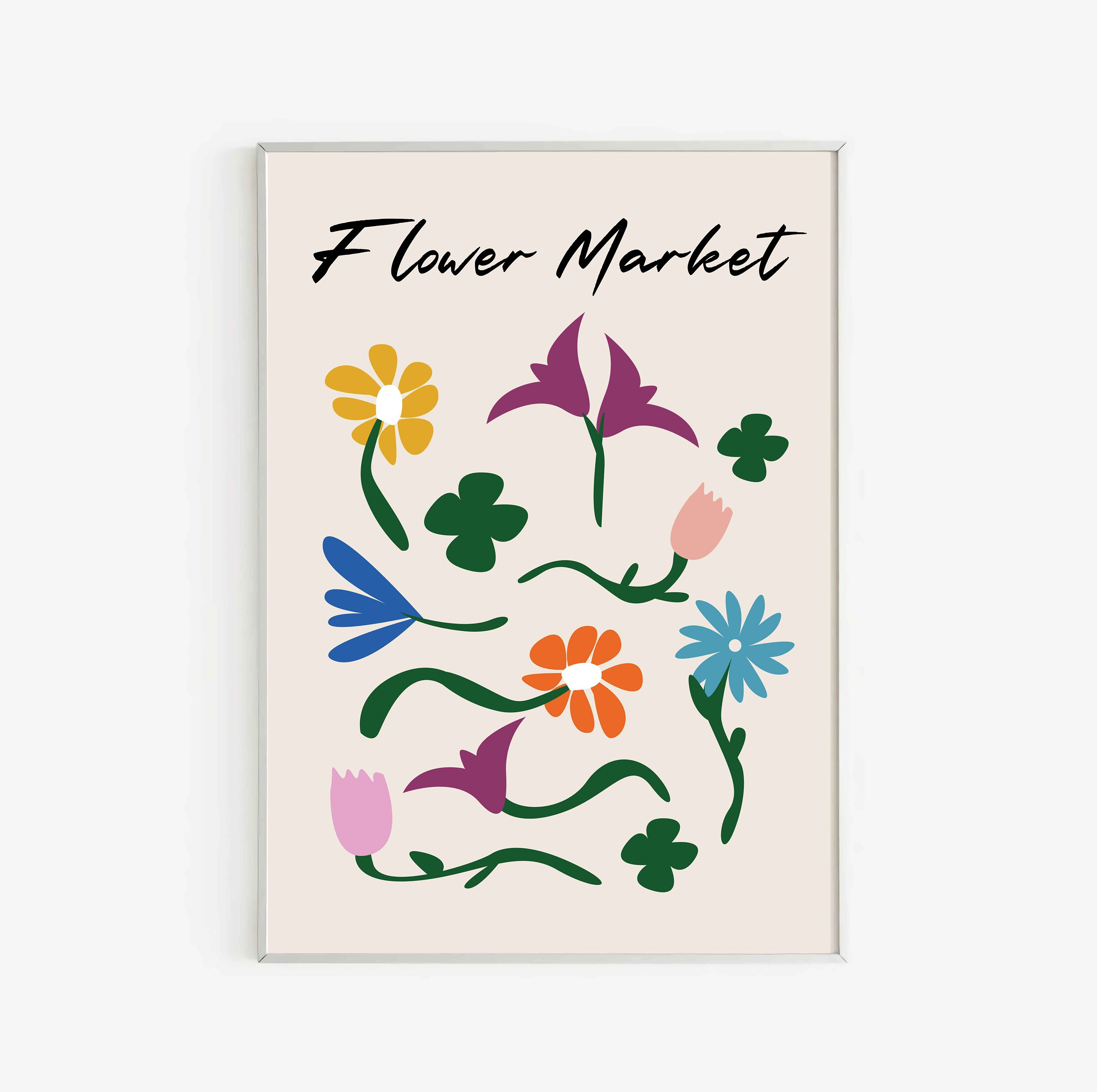 Flower Market Poster Florist Gift Printable Wall Art | Etsy