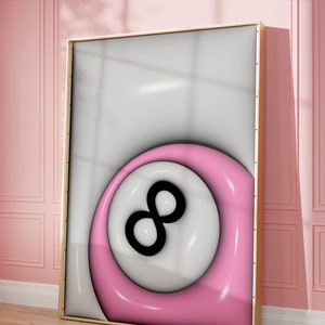 8 Ball Print Pink Trendy Retro Poster Wall Art Eight Ball Poster Preppy ...