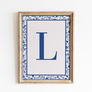 Letter L Print Monogram Initial Blue Typography Art Aesthetic Bedroom ...