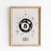 Trendy Retro 8 Ball Print, Illustration, Vintage Wall Art, Eight Ball ...