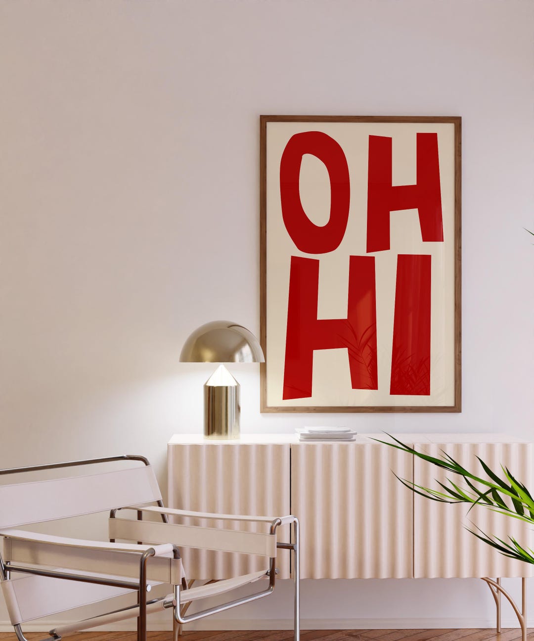 OH HI Poster, Oh Hi Typography Print, 70s Wall Art, Red Print ...